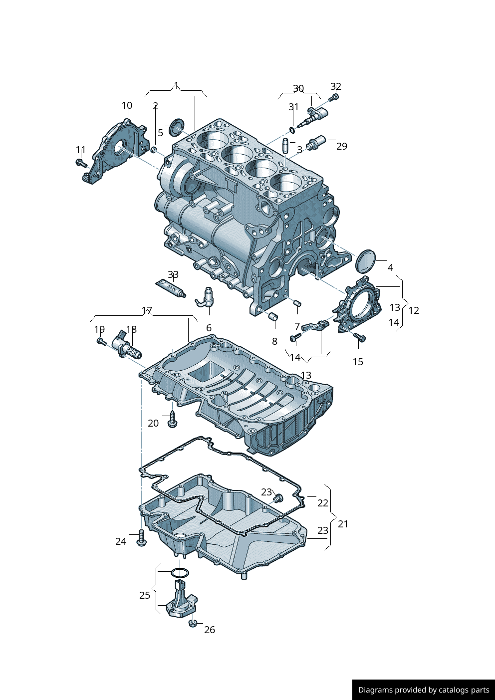 Audi Oil Sump-Upper Part 05L103603D - LLLParts