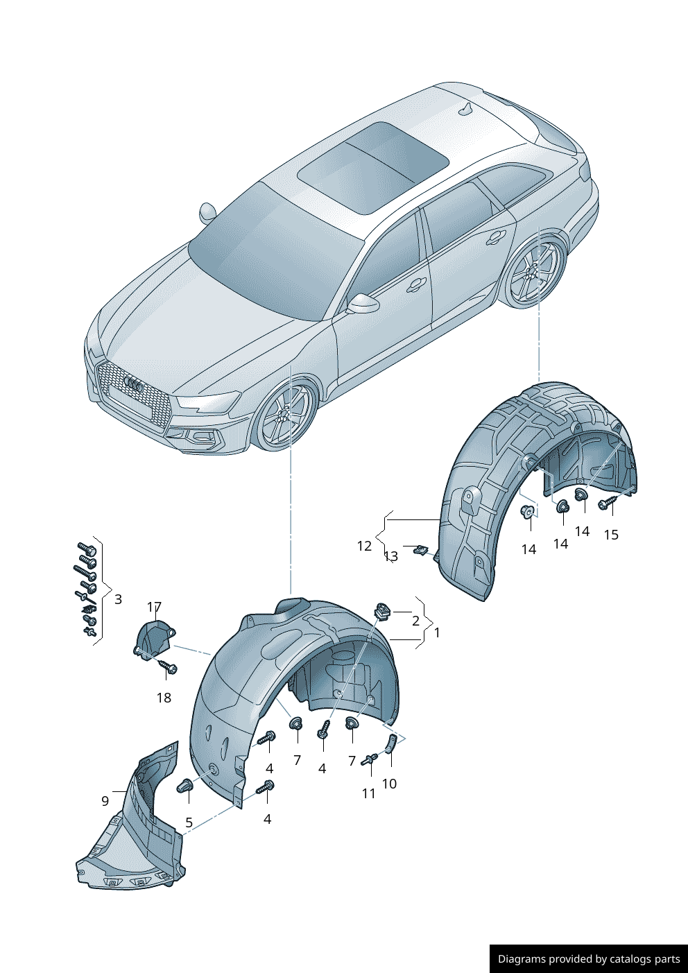 Audi Wheel Housing Liner 8W0821171D - LLLParts