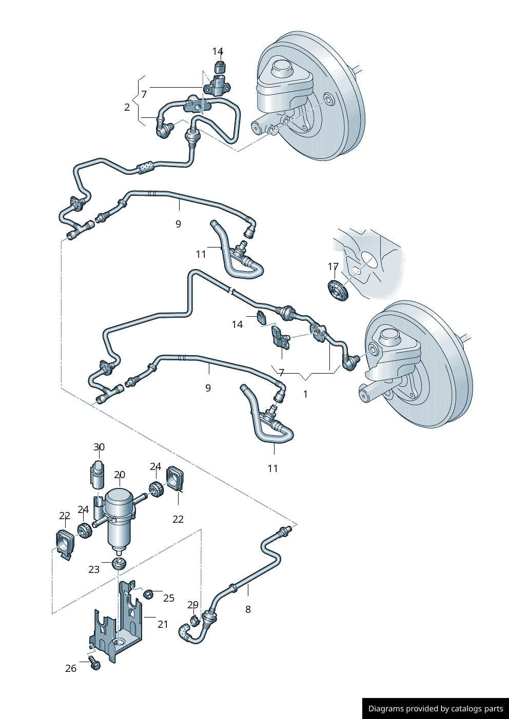 Volkswagen / Audi Vacuum Pipe WithNon-Return Valve 7L8611917A - LLLParts