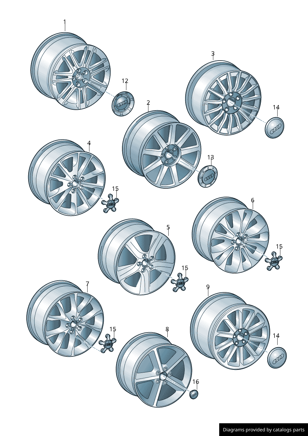 Audi Aluminium Rim 4F0601025DD - LLLParts