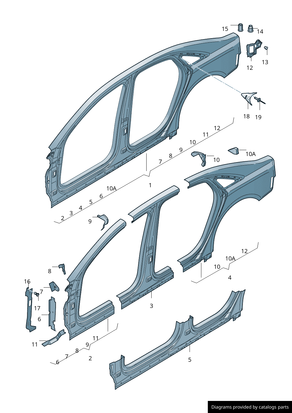 Audi Sectional Part - Side Panel Frame 4H0809844A - LLLParts