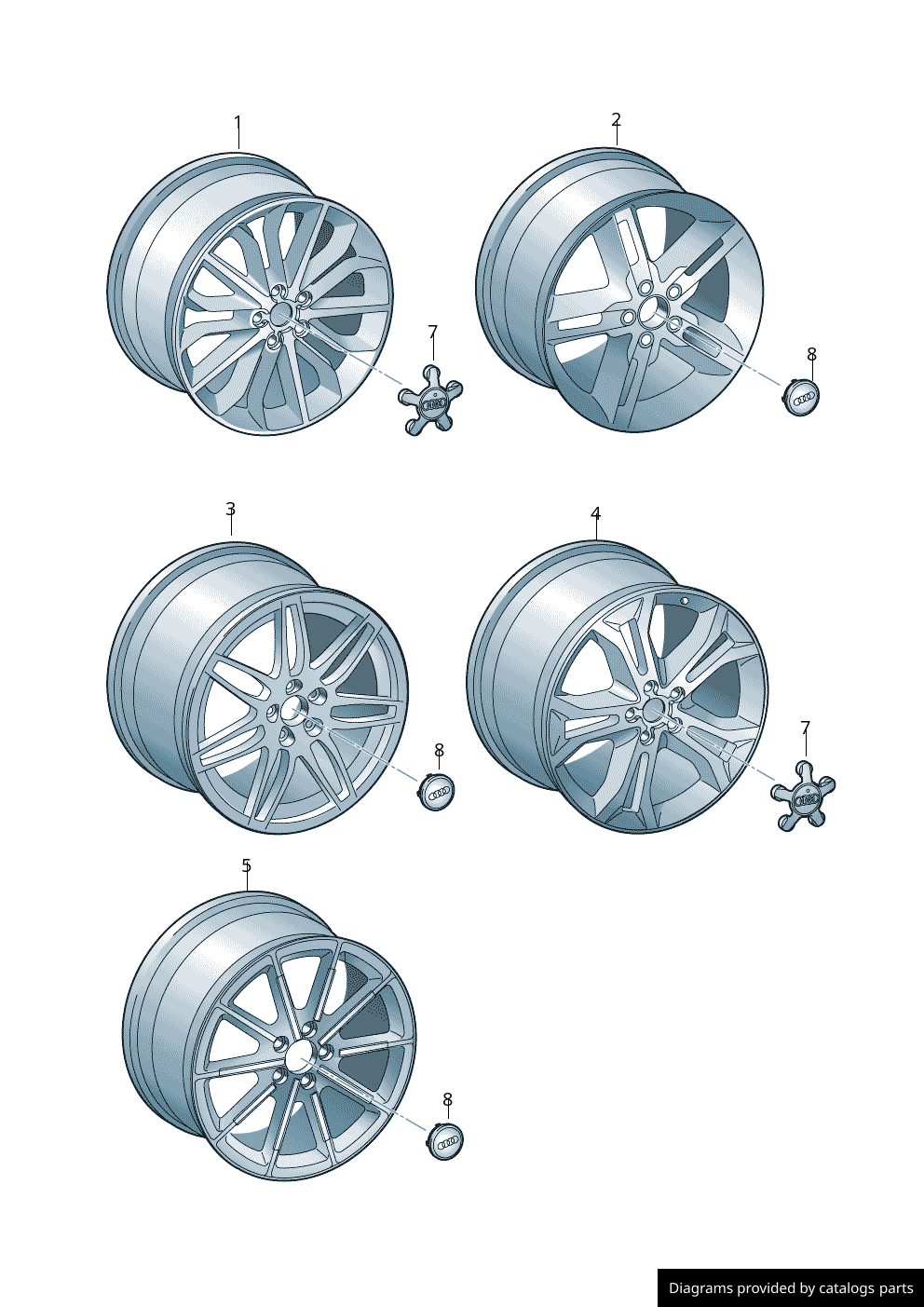 Audi Aluminium Rim 4G0601025BR - LLLParts