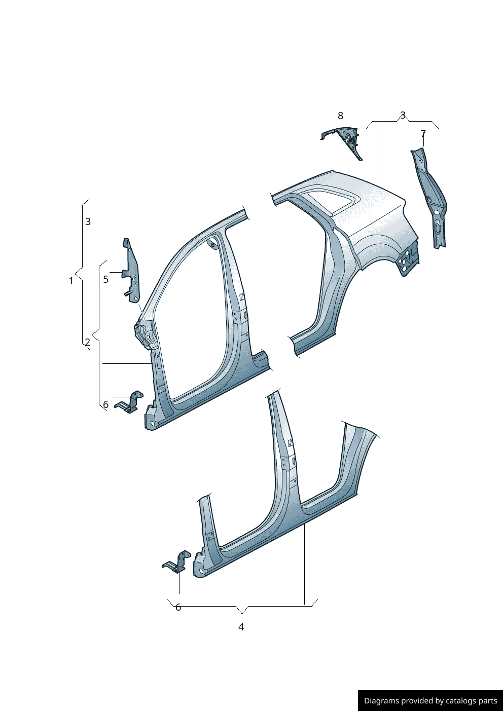 Audi Sectional Part - Side Member 8U0809848 - LLLParts