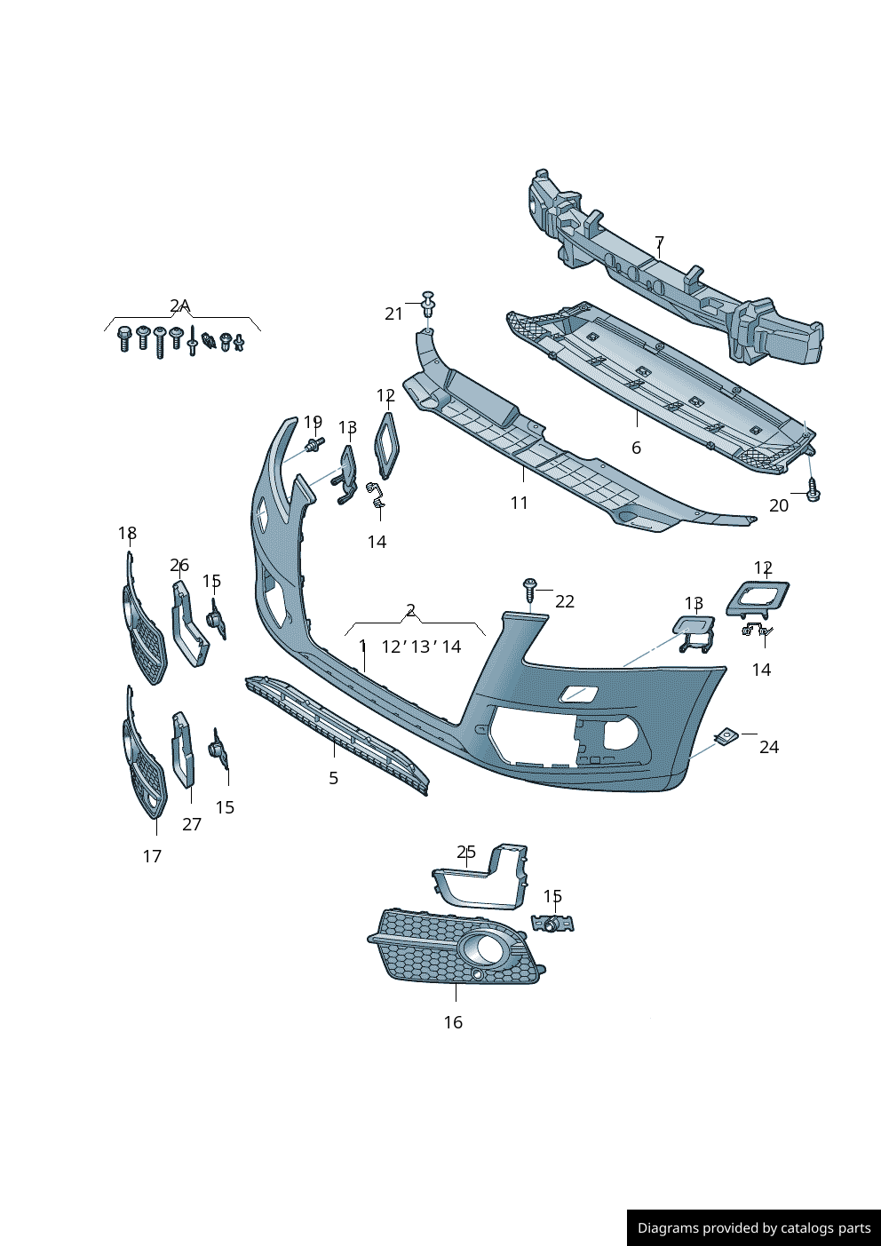 Audi Left S-Line Front Fog Light Grill - Genuine Audi 8R0807681SBJI ...