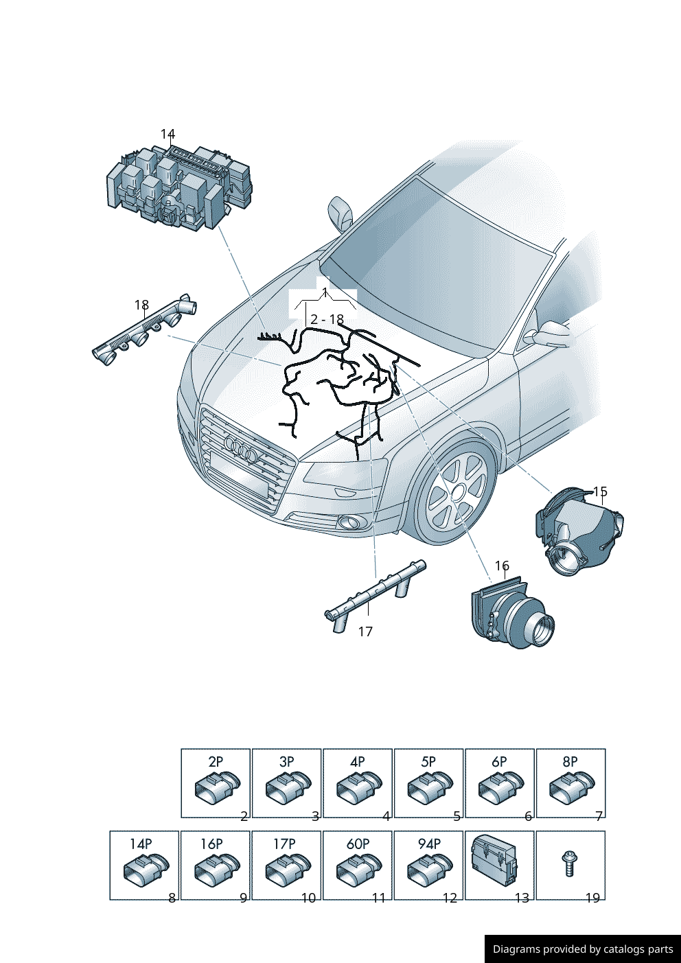 Audi Harness For Engine Compartment 4G1971072HJ - LLLParts