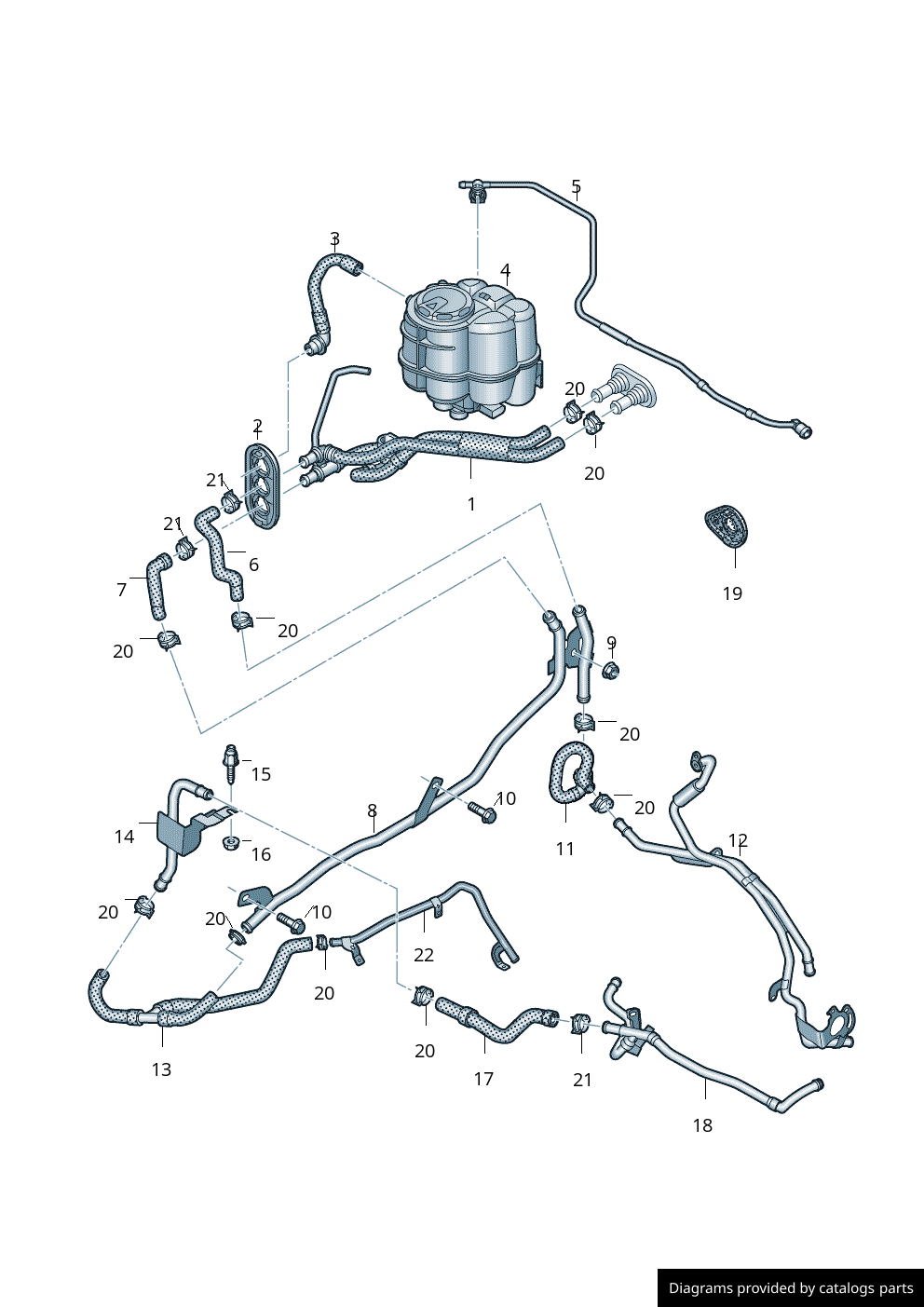 Audi Coolant Hose WithQuick Release Coupling 8W0122055BN - LLLParts