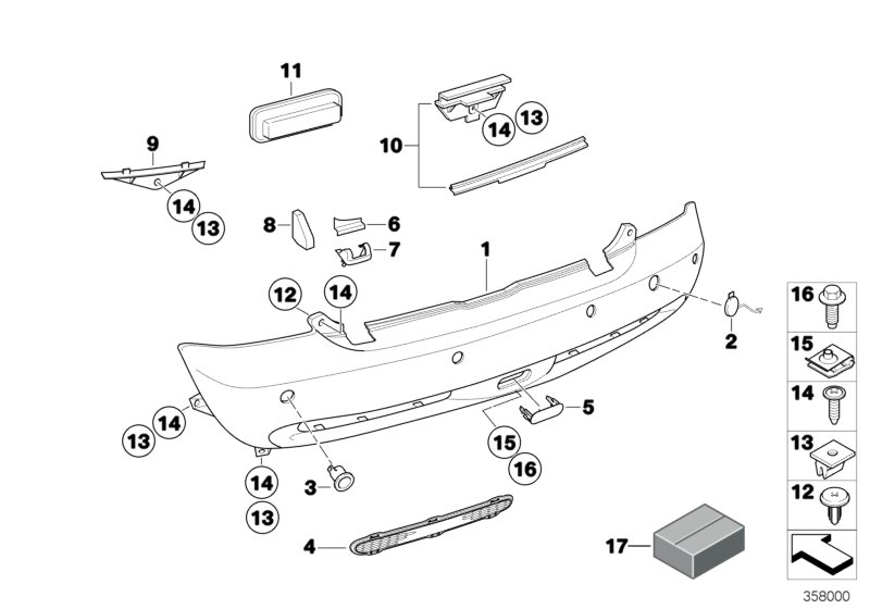 Mini Panel, Bumper, Primed, Rear 51127128146 - LLLParts