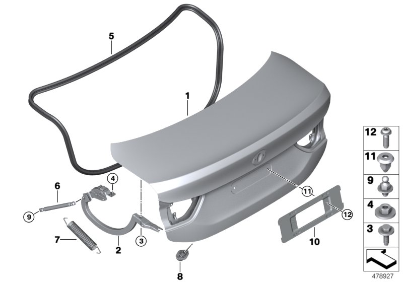 BMW Right Trunk Lid Hinge 41007387210 - LLLParts
