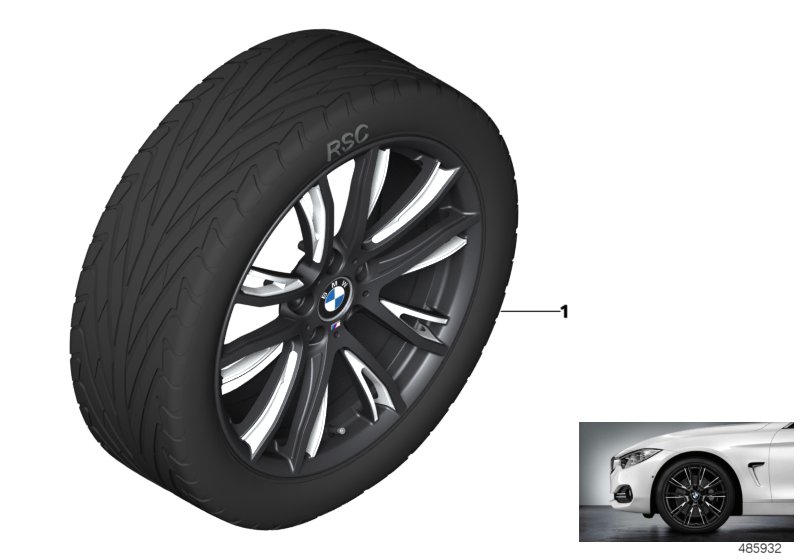 BMW Wheel-And-Tyre Set, Summer, Matt Black 36112352863 - LLLParts