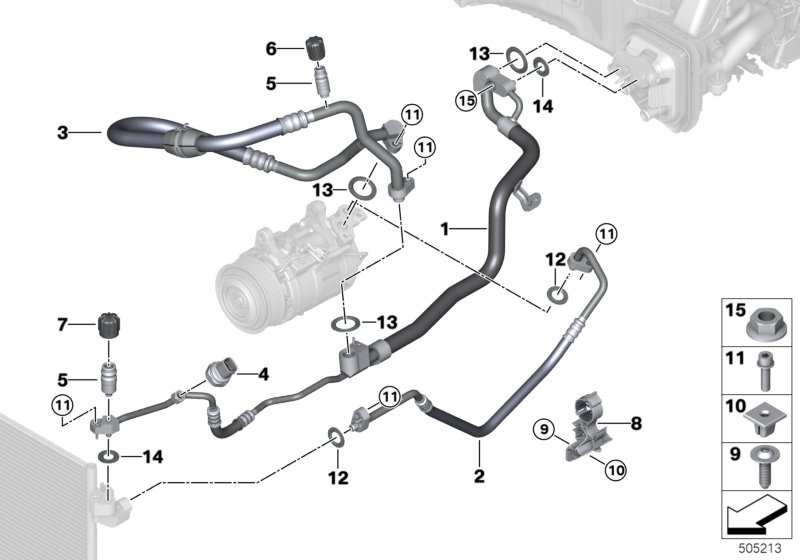 BMW Suction Pipe Evaporator-Compressor 64509875454 - LLLParts