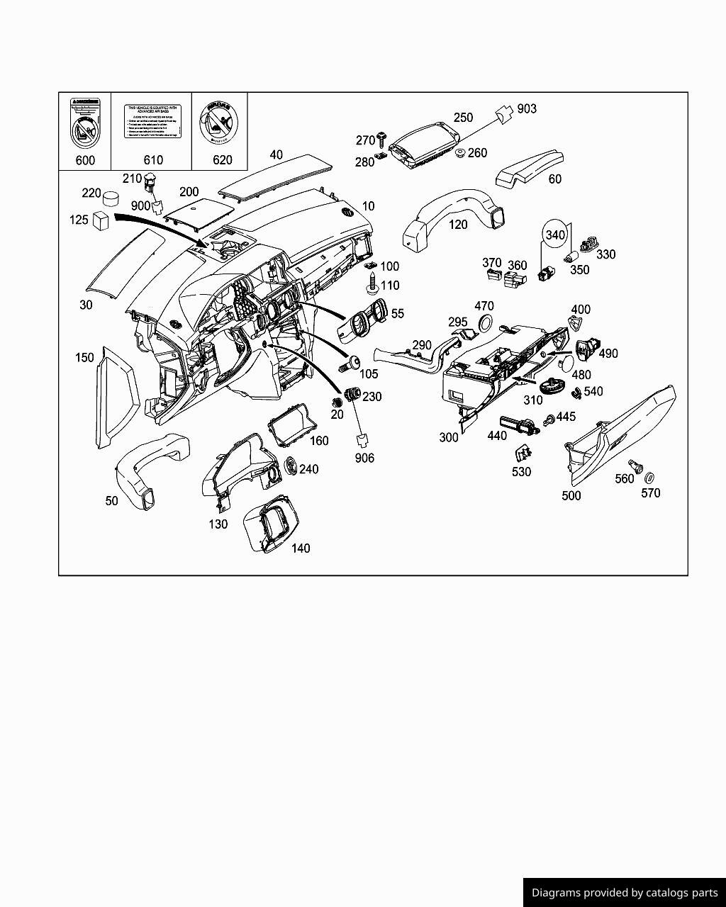 Mercedes Benz Glove Box Lid A2046800598 - LLLParts