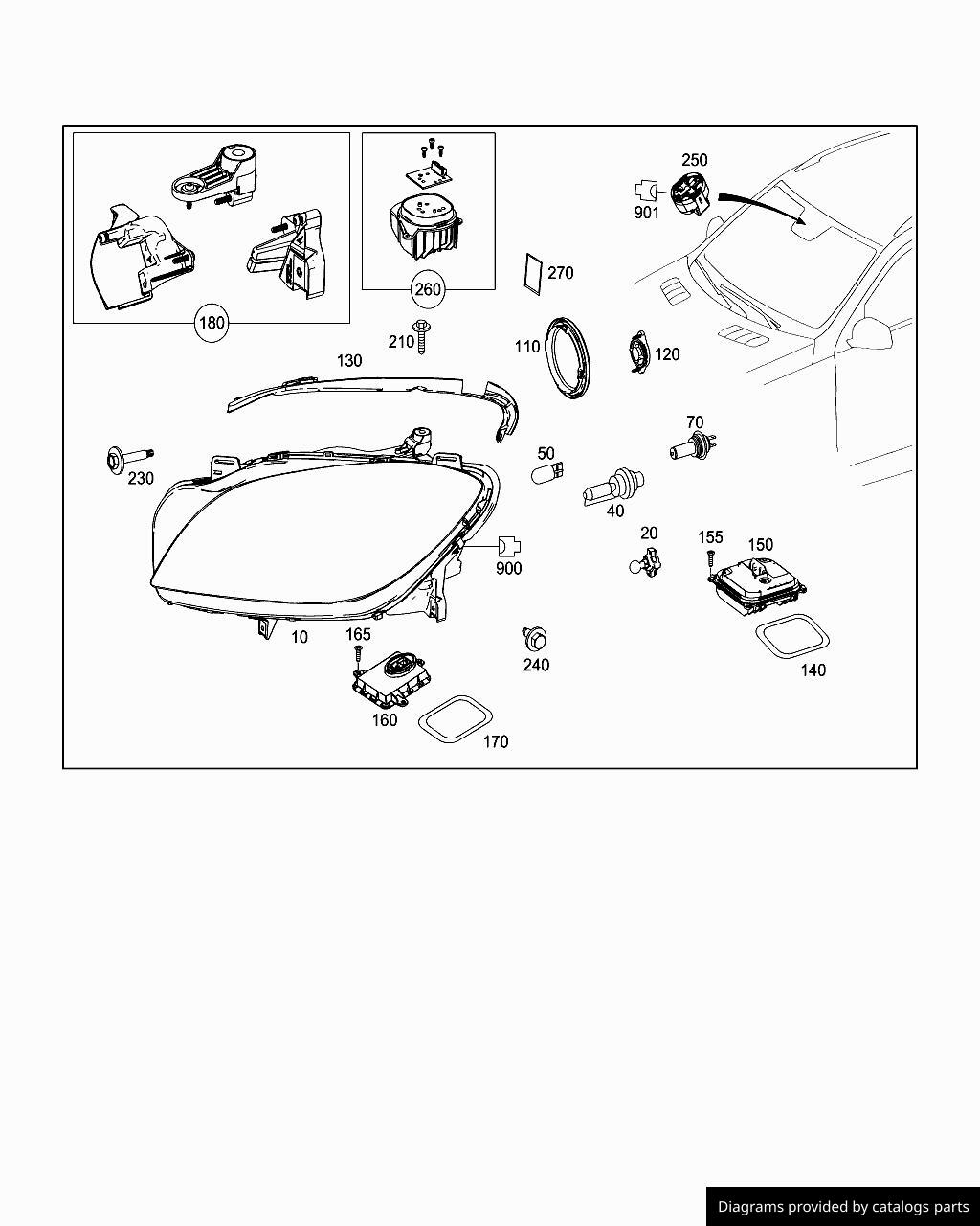 Mercedes Benz Headlamp A1668202500 - LLLParts