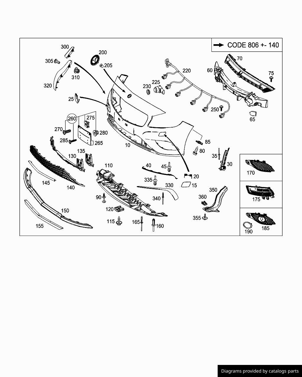 Mercedes Benz Cover, Bumper Area A1768855200 - LLLParts