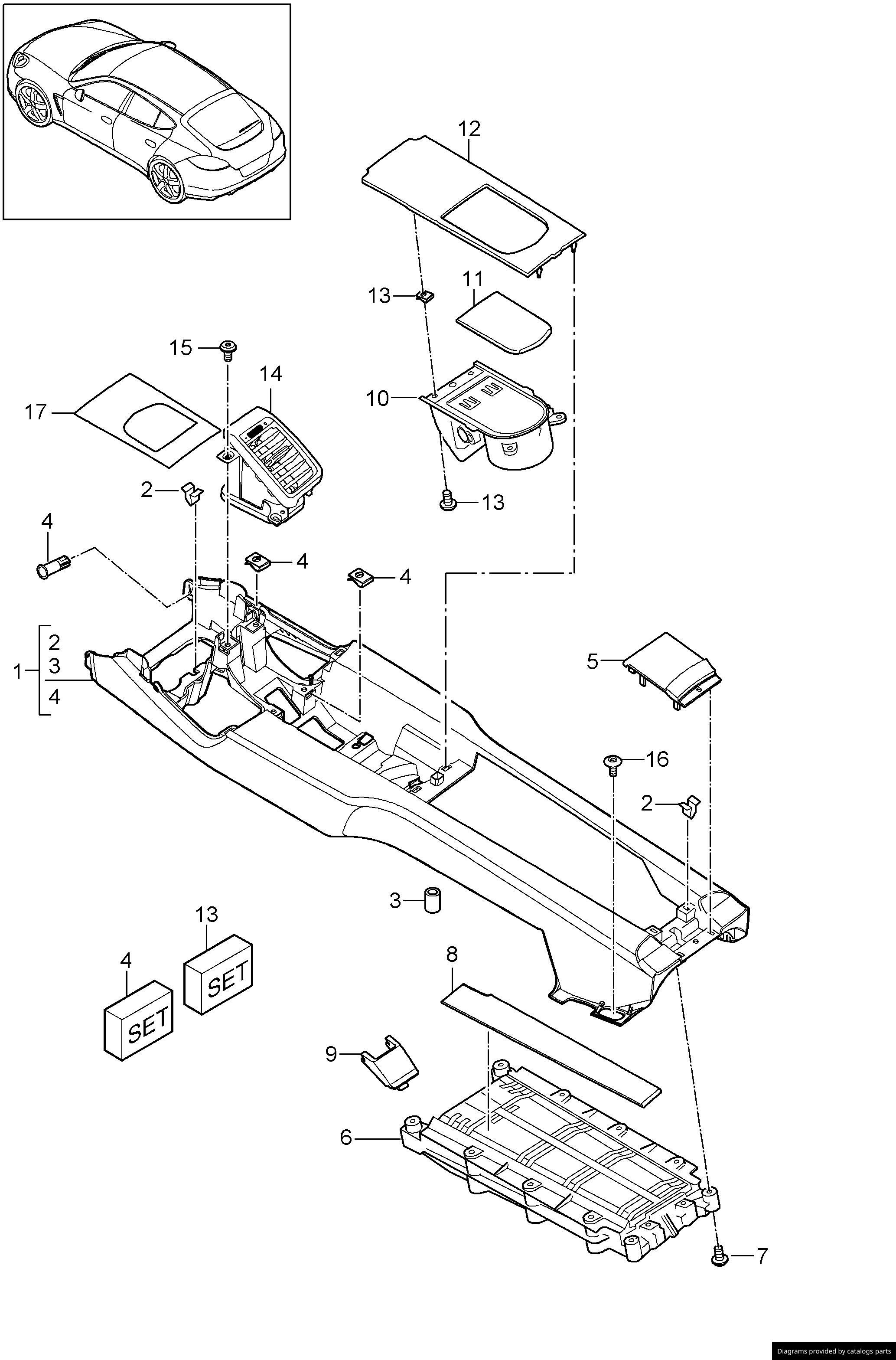 Porsche Retainer For Centre Console 97055348100 - LLLParts