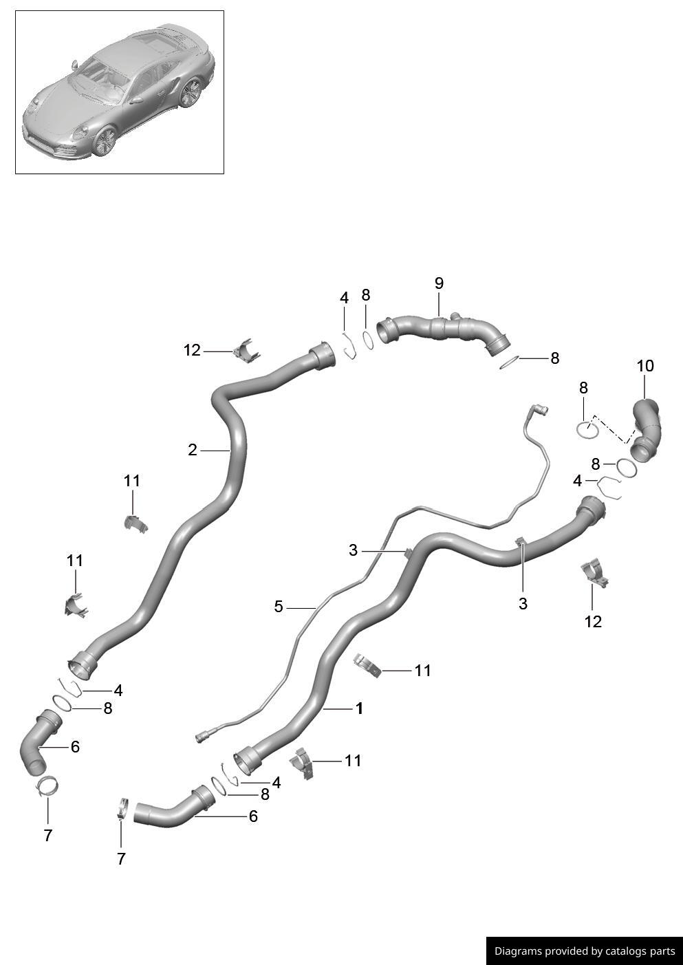 Porsche Coolant Hose 9P1121642 - LLLParts
