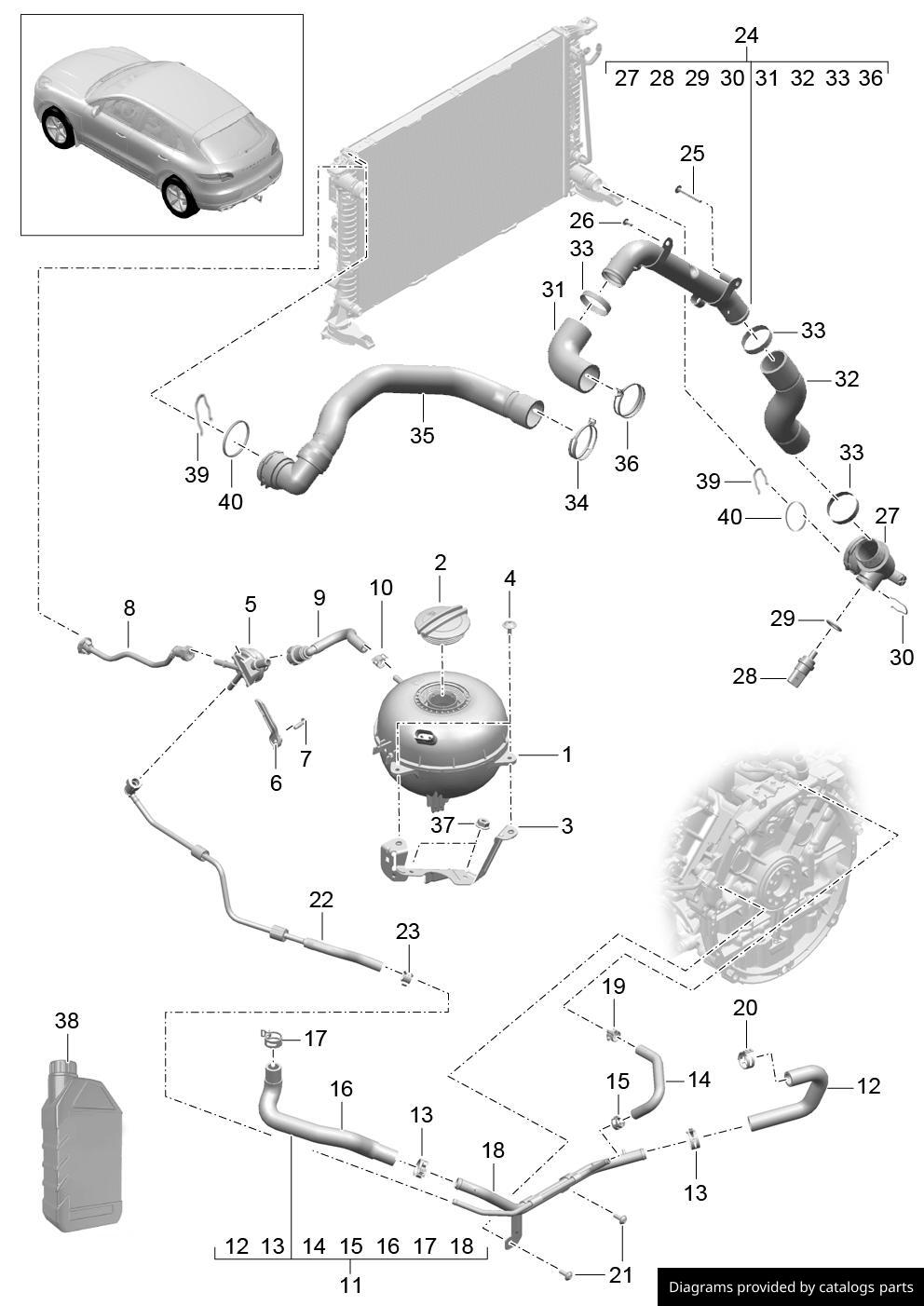 Porsche Coolant Expansion Tank 95B121407 - LLLParts