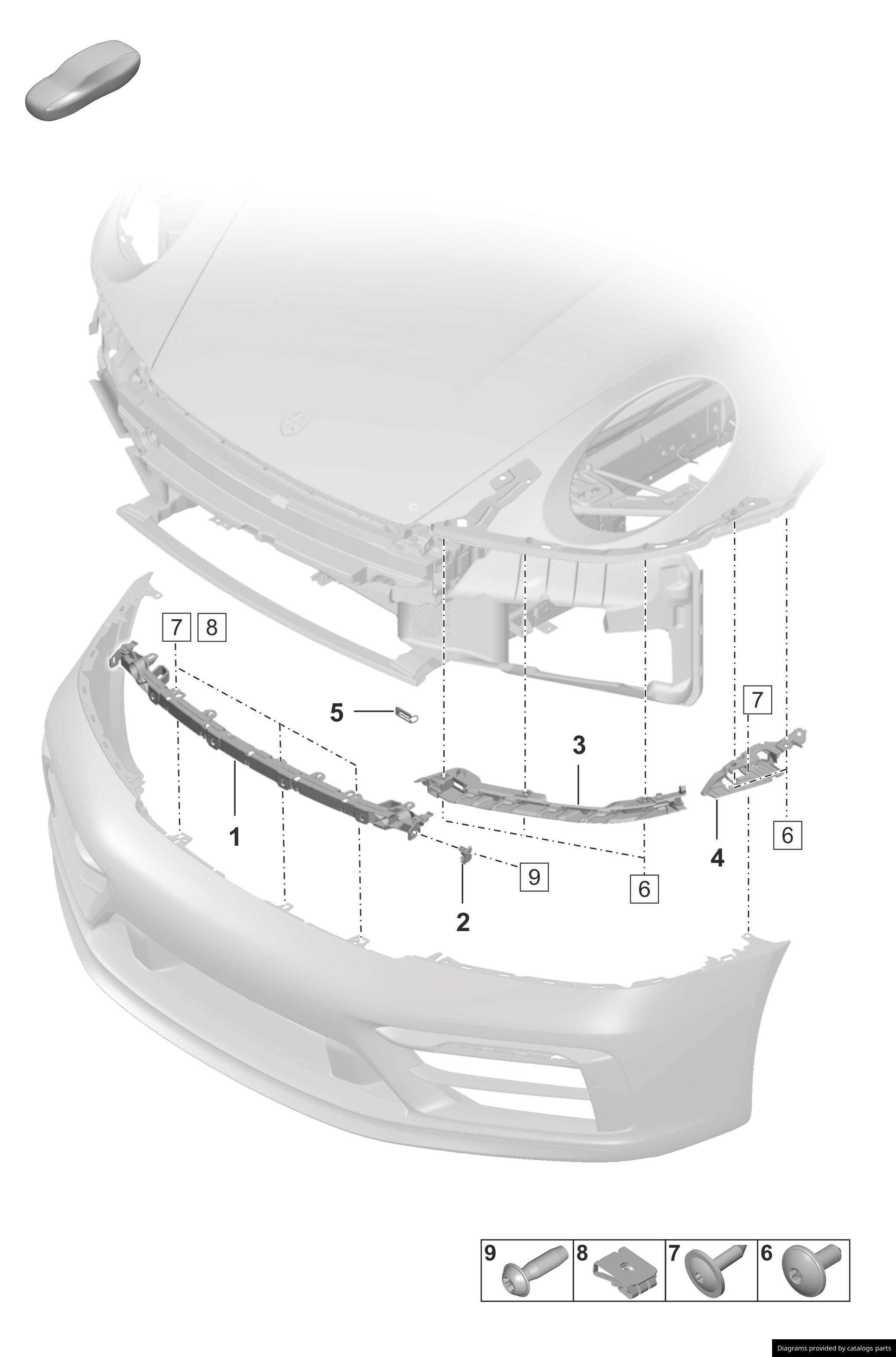 Porsche Holder For BumperCover 992807595E - LLLParts
