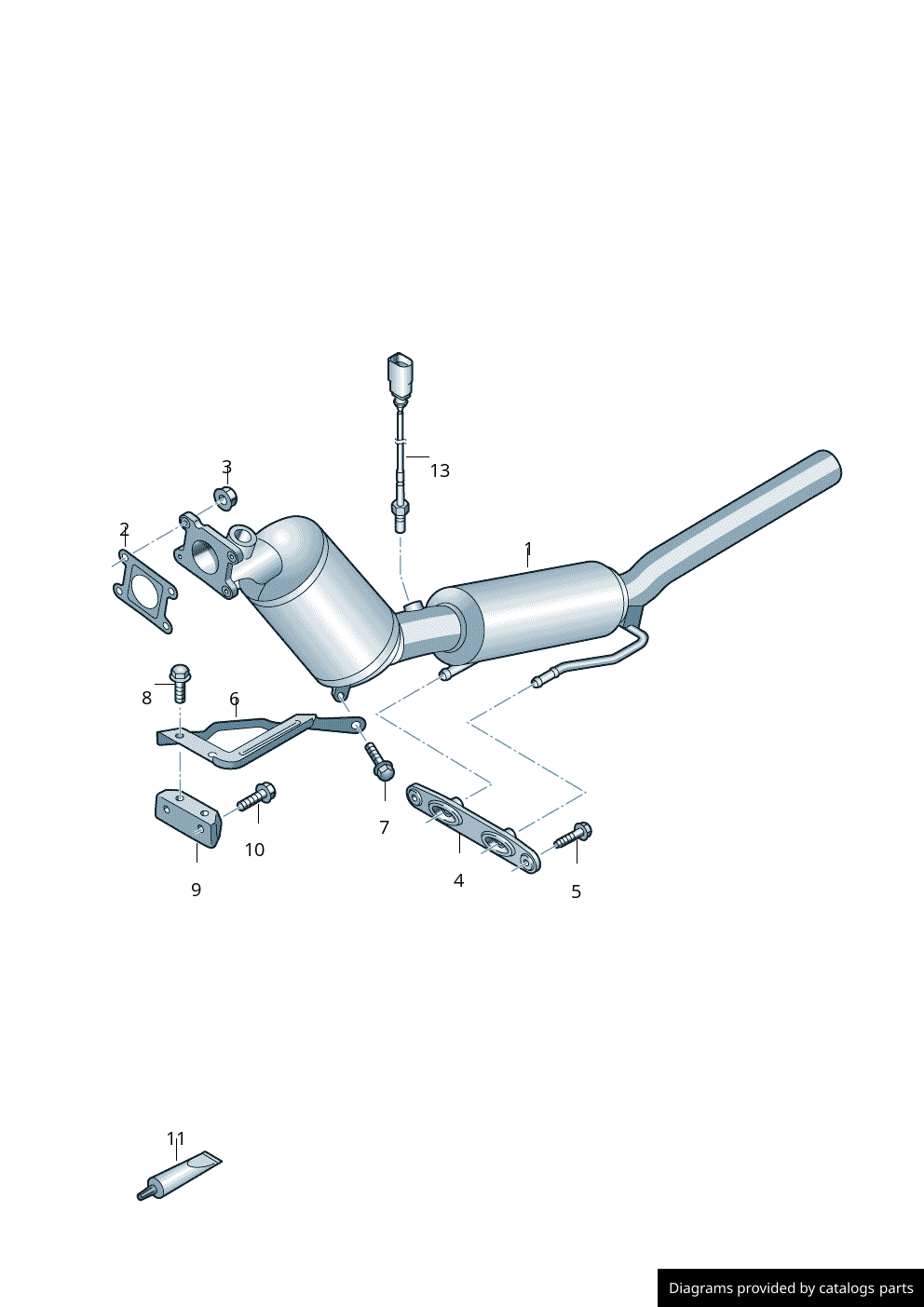 Volkswagen / Seat Exhaust Pipe With Catalyst 2Q0254501RX - LLLParts