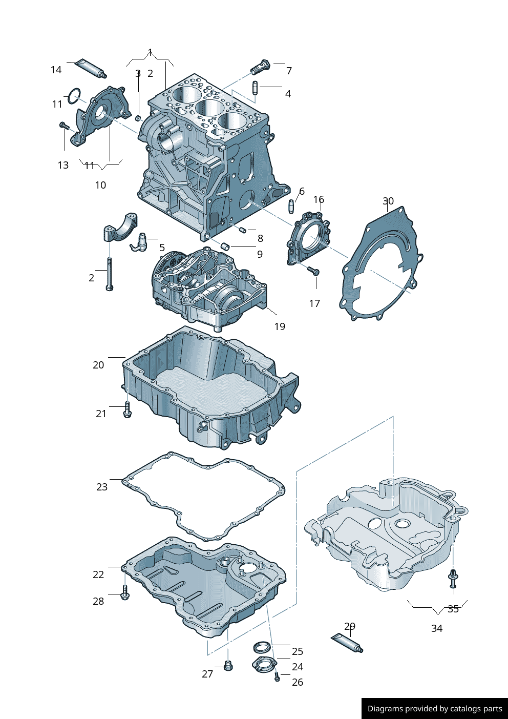 Volkswagen / Audi / Seat / Skoda Engine Oil Sump With OpeningFor Oil ...