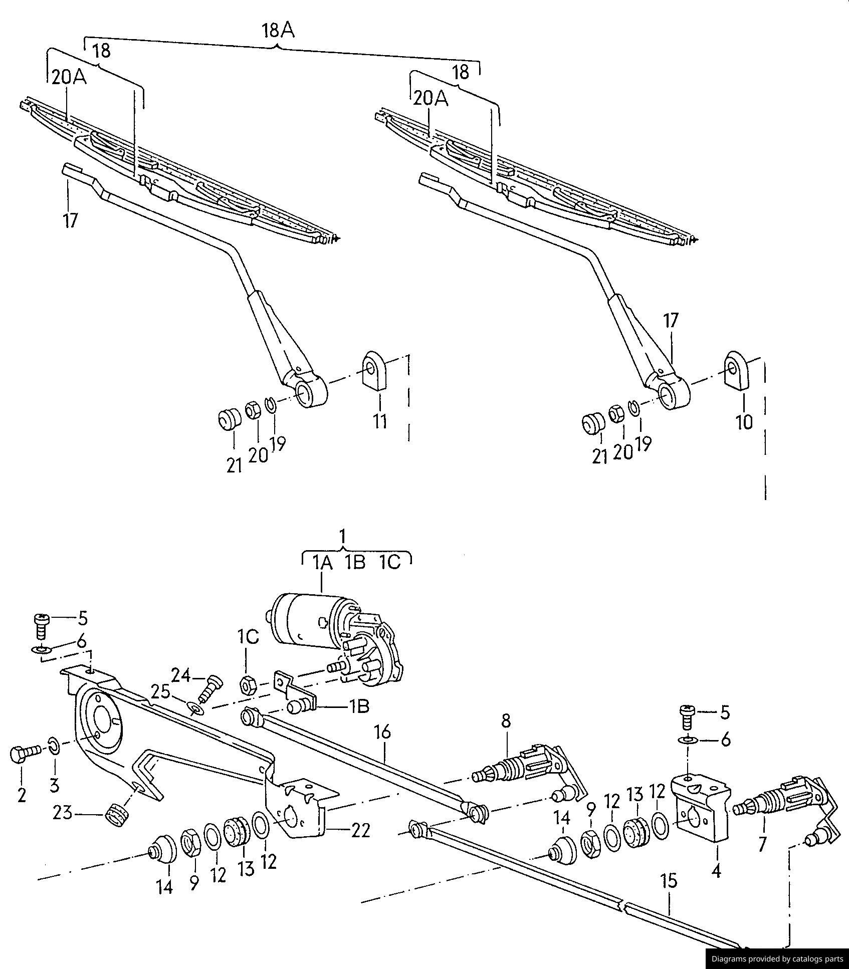 Volkswagen Wiper Shaft With Bearing 251955215 - LLLParts