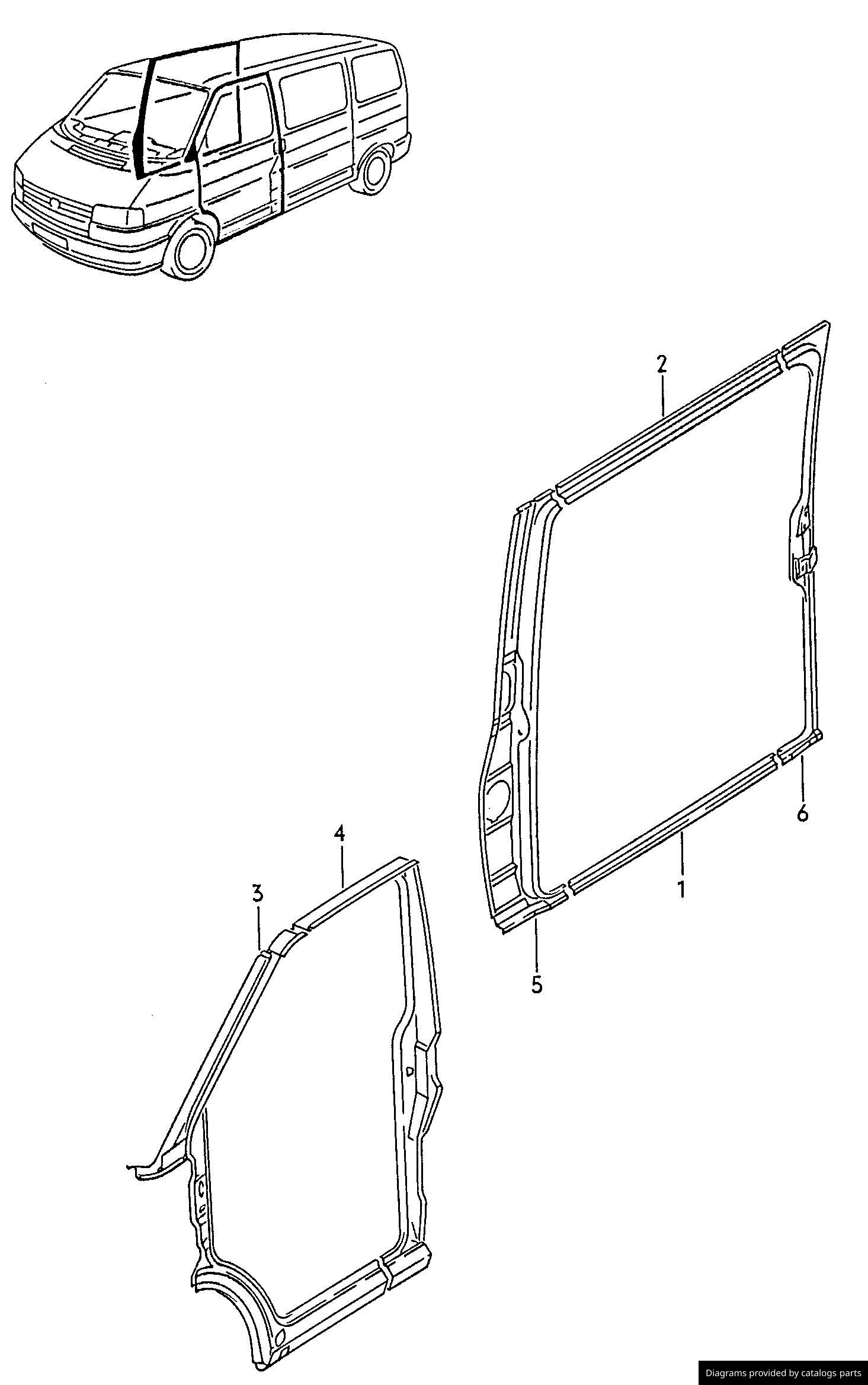 Volkswagen Sectional Part - Sliding DoorSection 701809843B - LLLParts