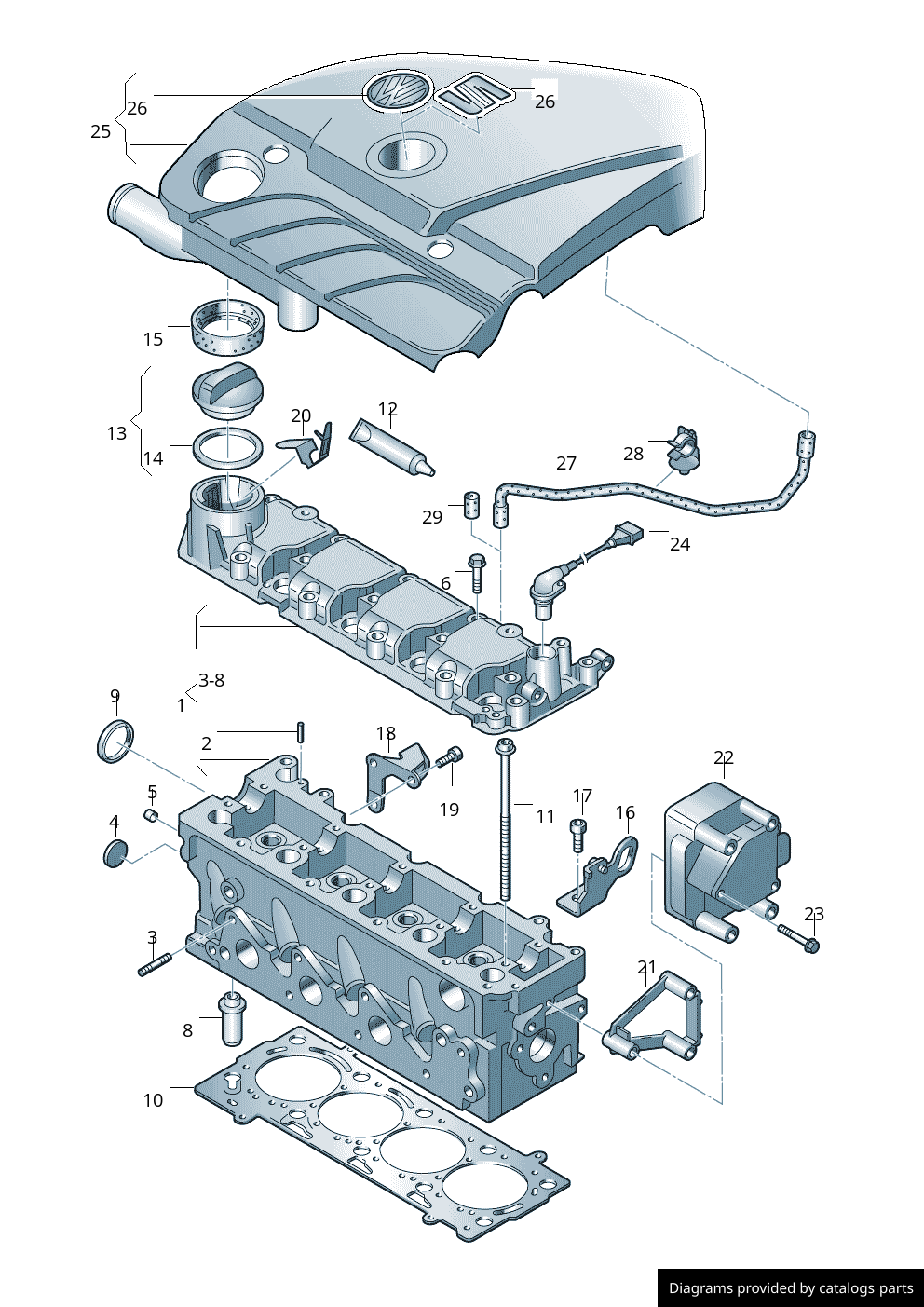 Volkswagen Cylinder Head With Valves And Camshaft 032103063AB - LLLParts