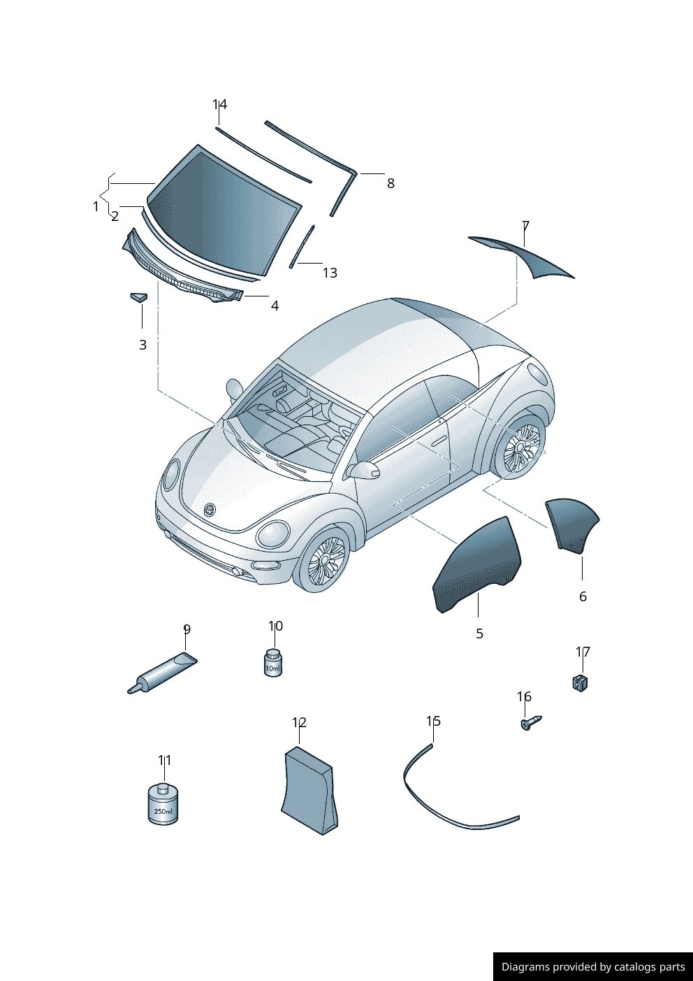 Volkswagen Windscreen (Laminated Glass) 1Y2845011L - LLLParts