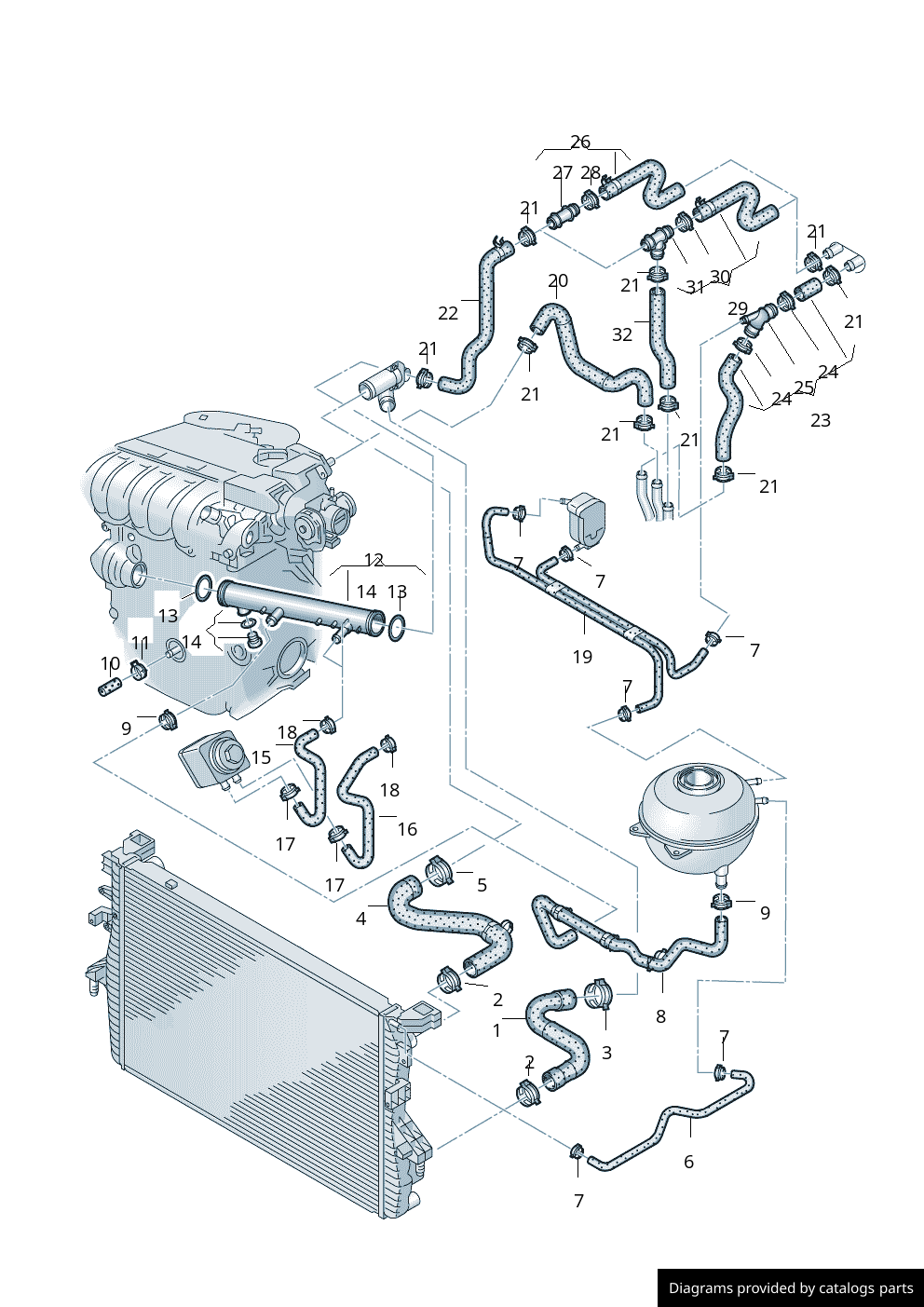 Volkswagen Coolant Hose 7H0121051F - LLLParts
