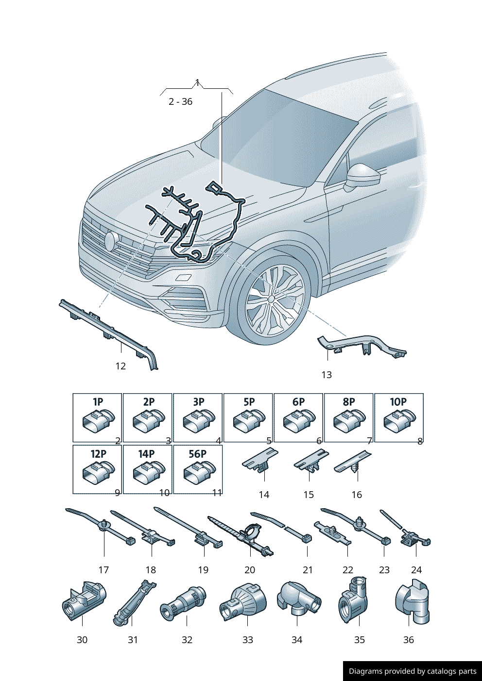 Volkswagen Wiring Set For Engine 059971595HH - LLLParts