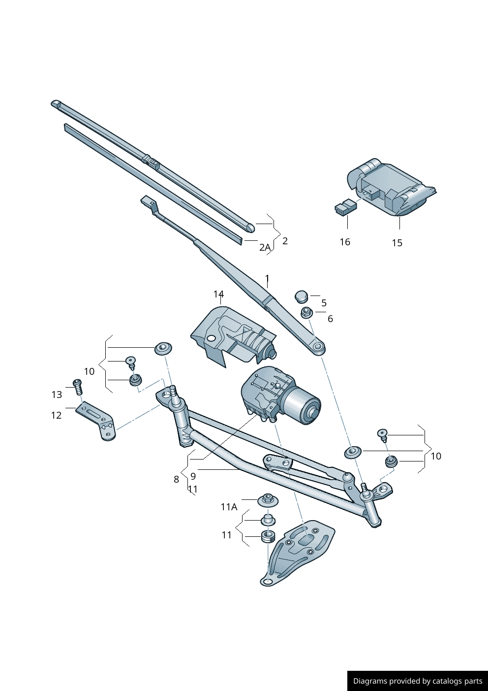 Volkswagen Window Wiper Mounting WithWiper Motor 3AC955023 - LLLParts