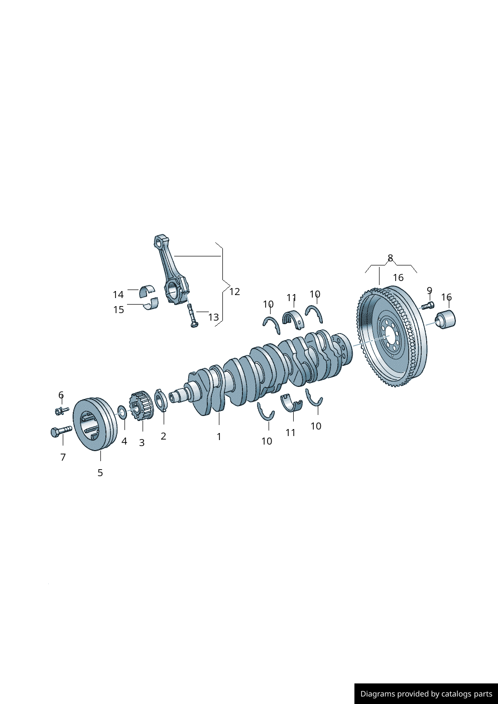 Volkswagen Ribbed Belt Pulley With Vibration Damper 076105251C - LLLParts