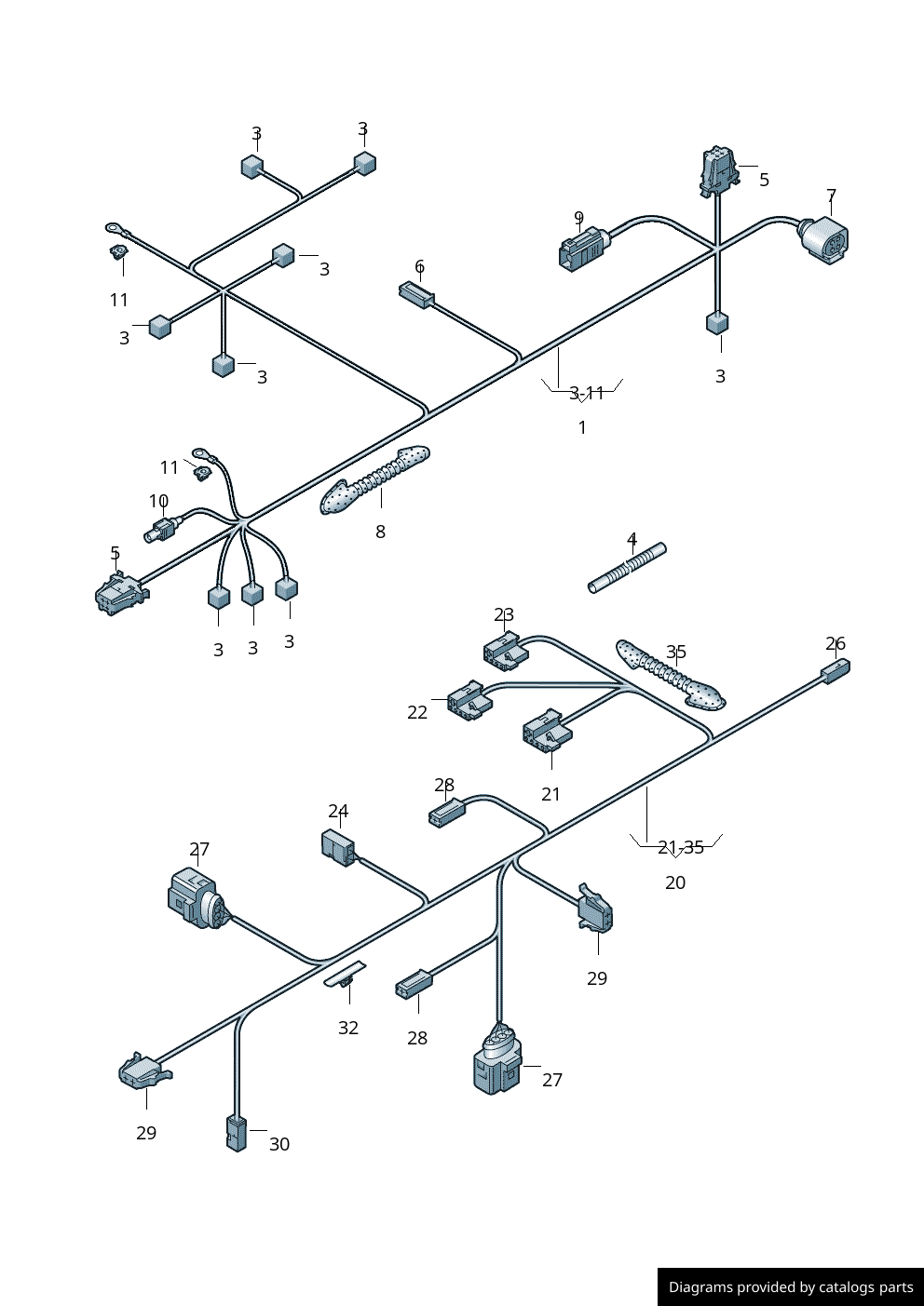 Volkswagen Cable Set For Tailgate 5K6971147R - LLLParts