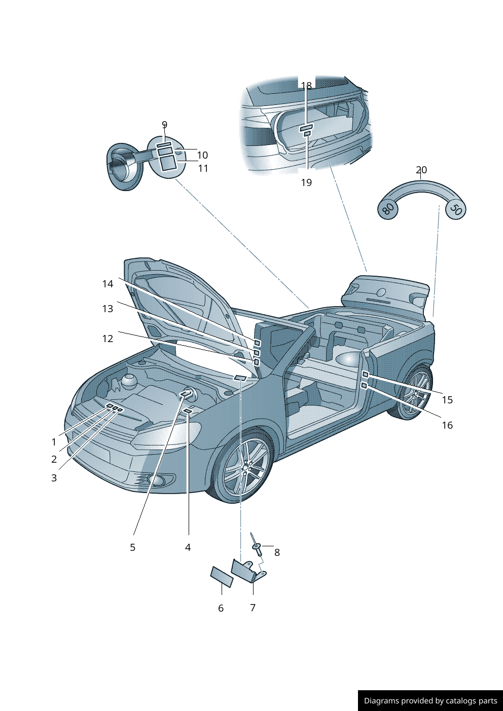 Volkswagen Data Plate ForTyre Pressure 5K7010000D - LLLParts