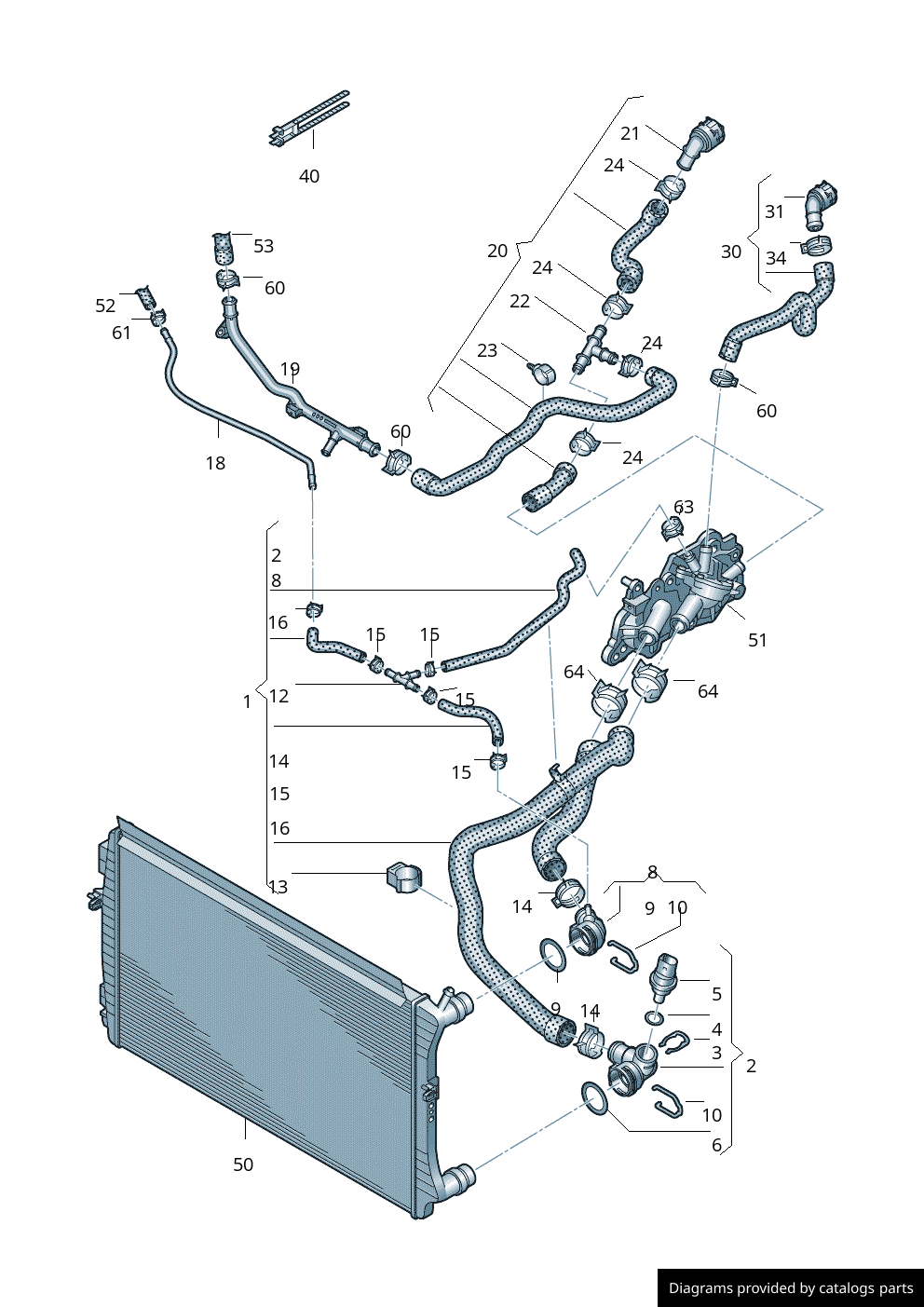 Volkswagen Coolant Pipe With Coolant Hose 5QA122157T - LLLParts