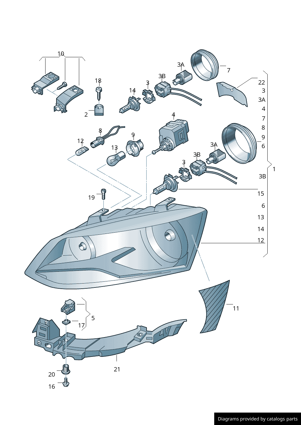 Volkswagen Halogen Twin Headlights 6RG941007 - LLLParts