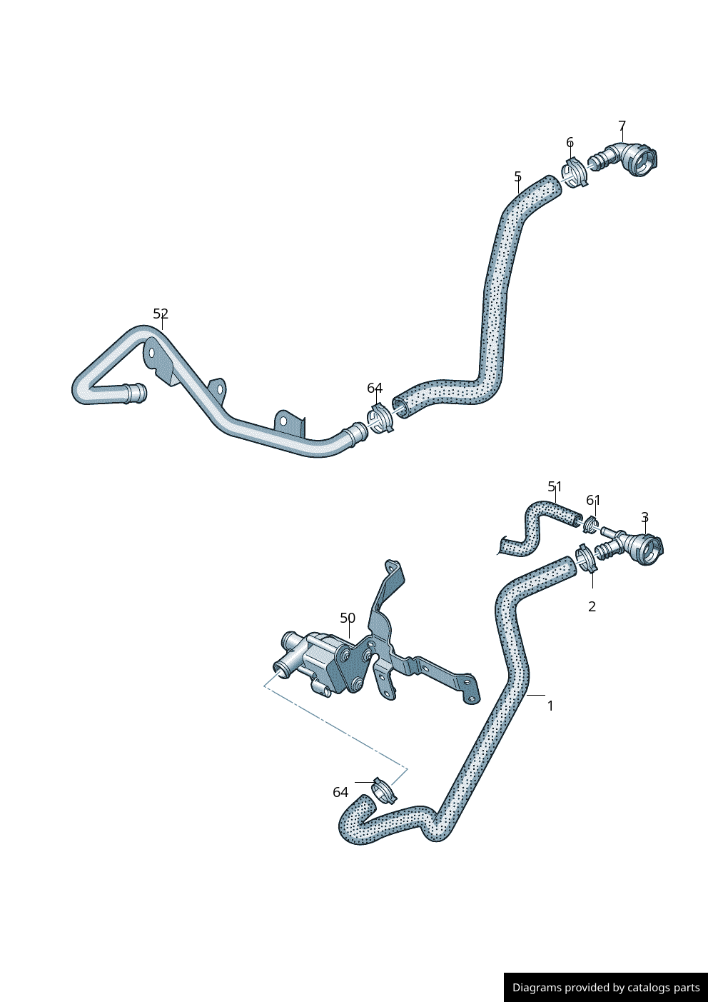 Volkswagen Coolant Hose WithQuick Release Coupling 2N0122157J - LLLParts