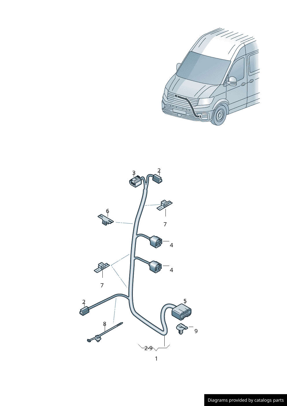 Volkswagen Wiring Set For The Front End 7C0971095 - LLLParts