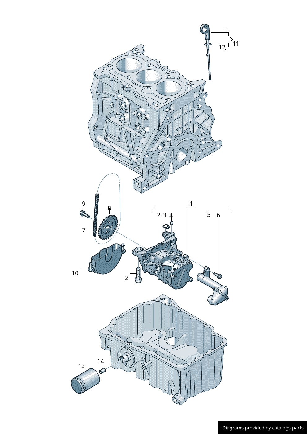 Volkswagen Oil Pump With Integrated Vacuum Pump 05C145208A - LLLParts