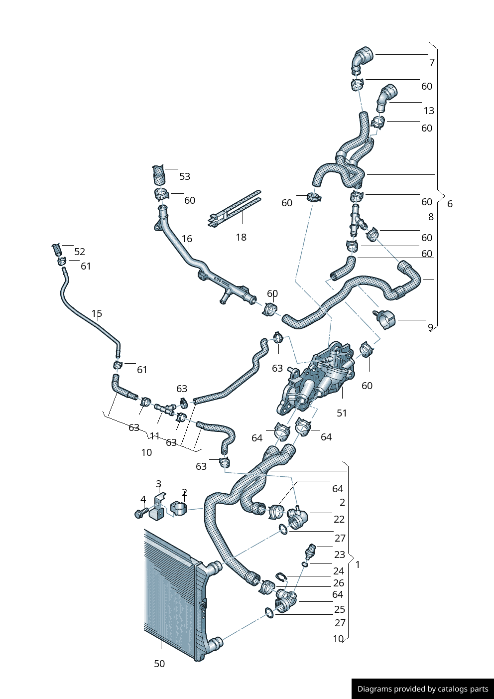 Volkswagen Coolant Hose WithQuick Release Coupling 2K0121049H - LLLParts